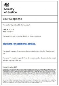 Department of Justice - Subpoena -SCAM WARNING - Olly